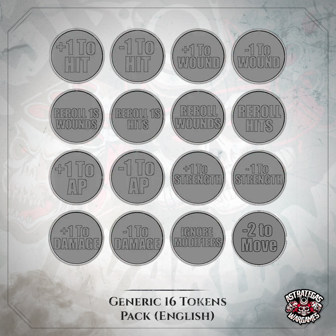 Pack of 16 Generic Tokens (English) – Astrategas Wargames